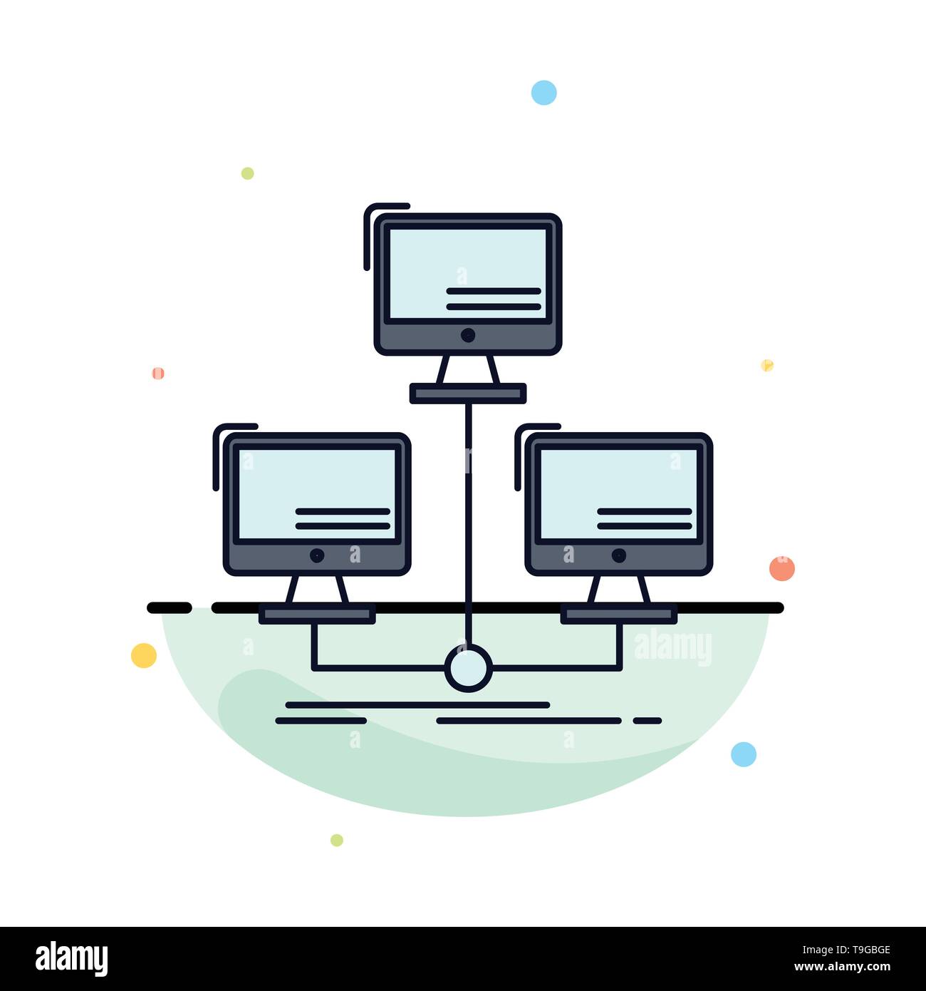 Database Distributed Connection Network Computer Flat Color Icon Vector Stock Vector Image