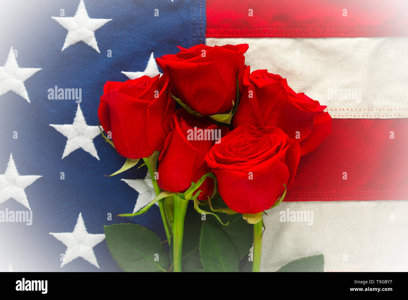 US American flag with roses Stock Photo - Alamy