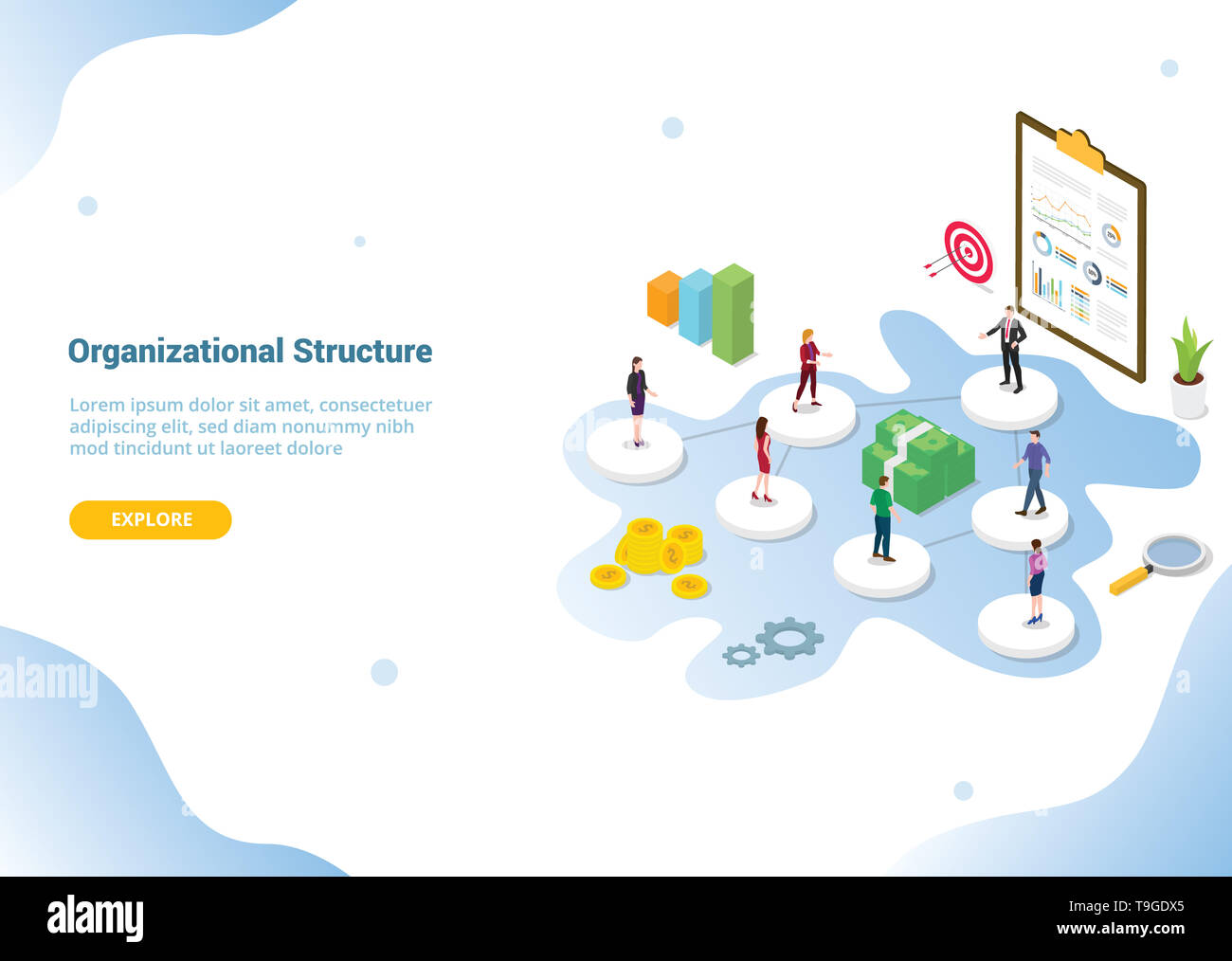 company or organization structure concept with isometric or isometry 3d ...
