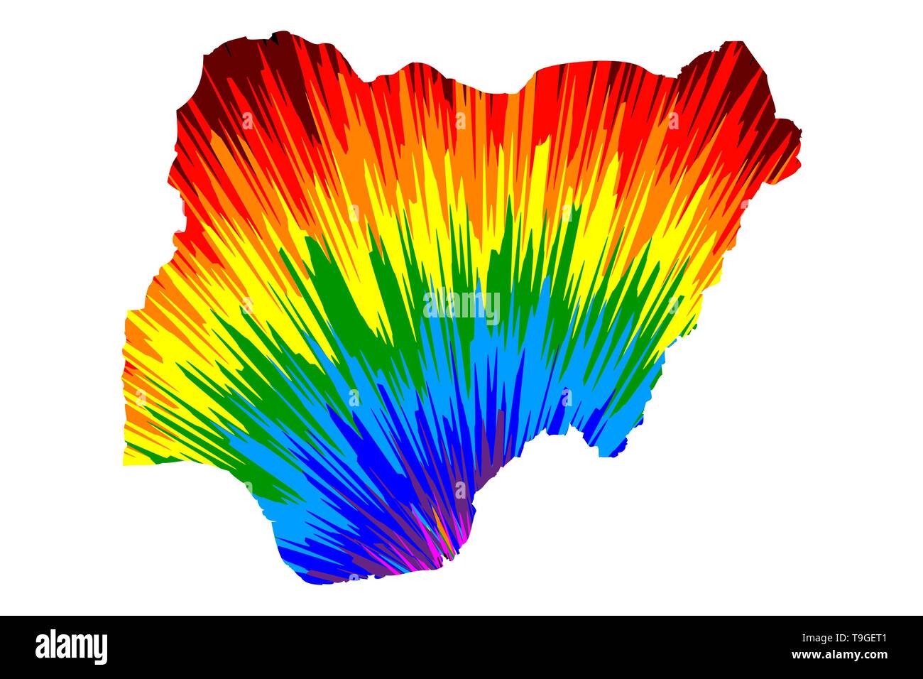 Nigeria Map Is Designed Rainbow Abstract Colorful Pattern Federal