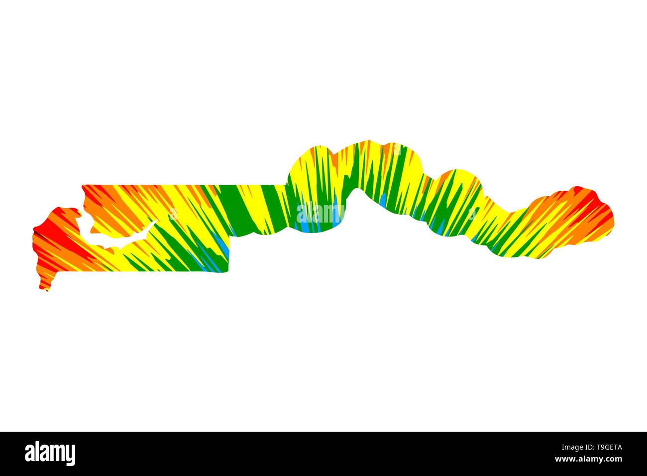 Gambia Map Is Designed Rainbow Abstract Colorful Pattern Republic Of