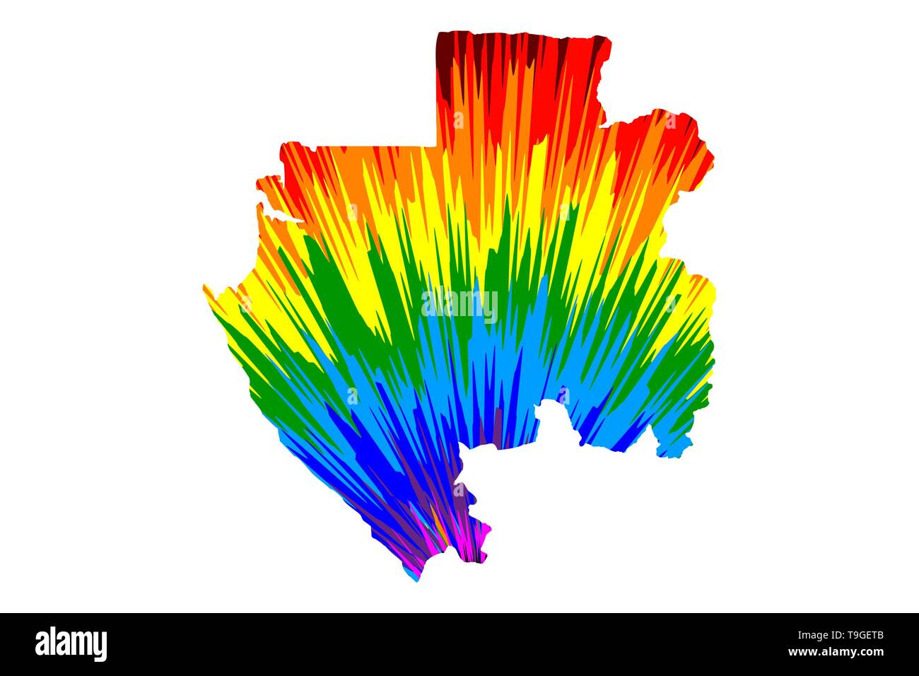 Gabon Map Is Designed Rainbow Abstract Colorful Pattern Gabonese