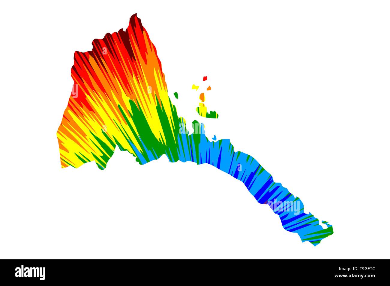 Eritrea Map Is Designed Rainbow Abstract Colorful Pattern State Of Eritrea Horn Of Africa
