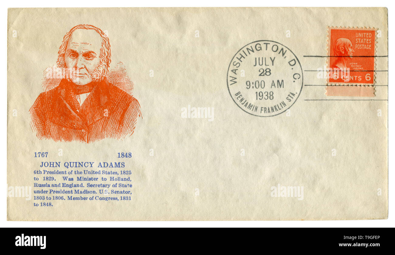 Washington D.C., The USA - 28 July 1938: US historical envelope: cover ...