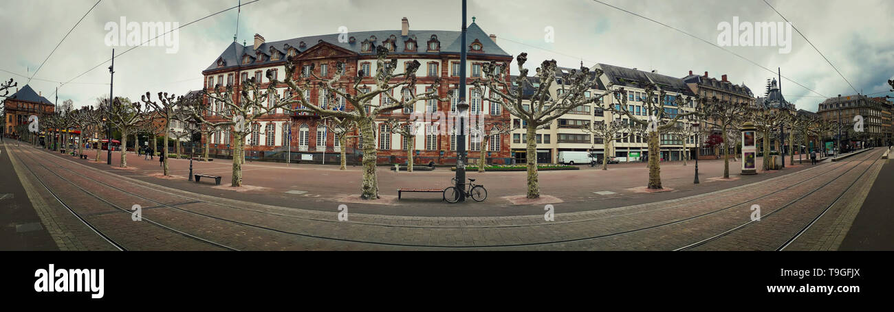 Panoramic view of Strasbourg city in front of Hôtel de Ville, Place ...