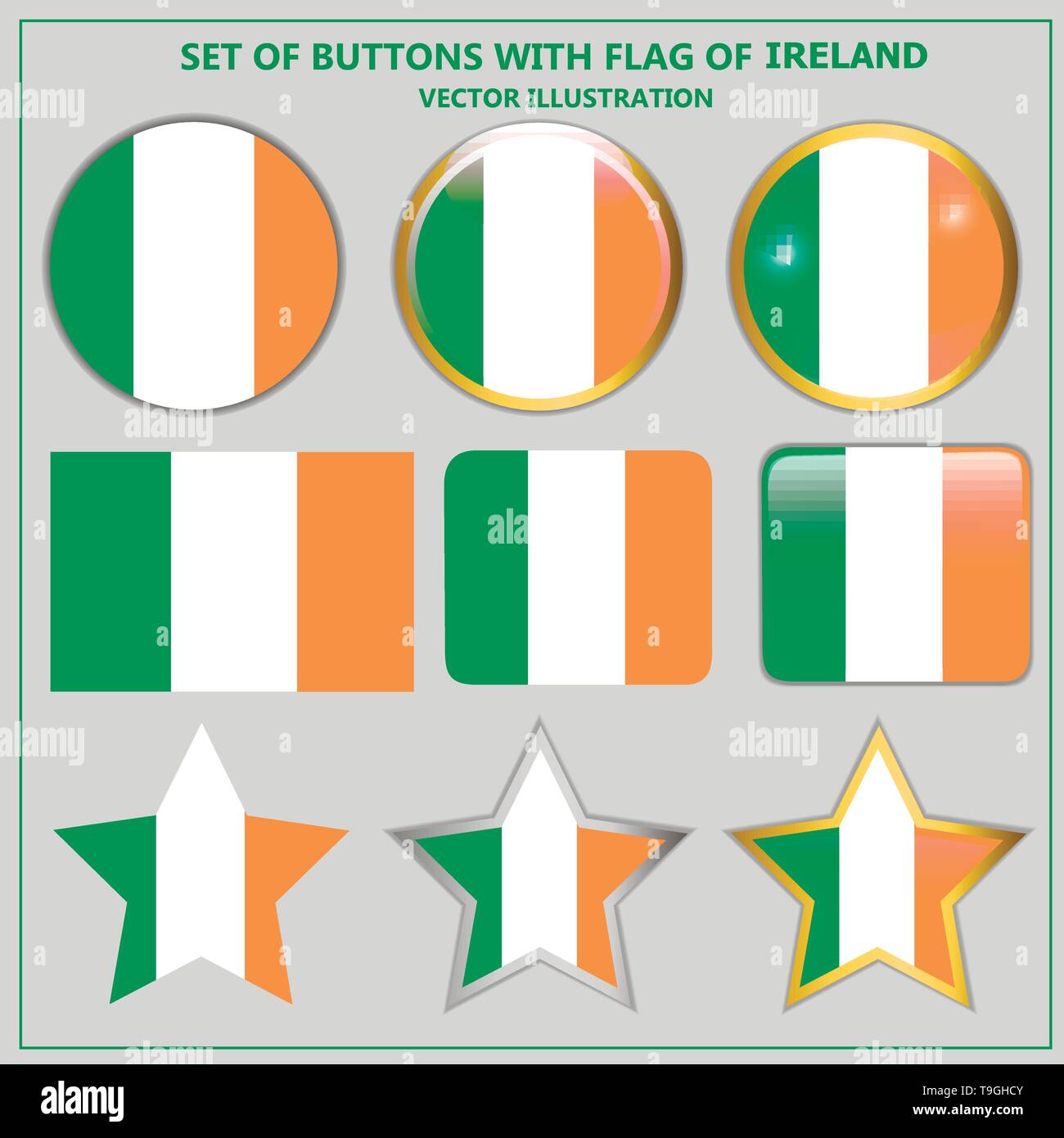 Set of banners with flag of Ireland. Colorful illustration with flags ...