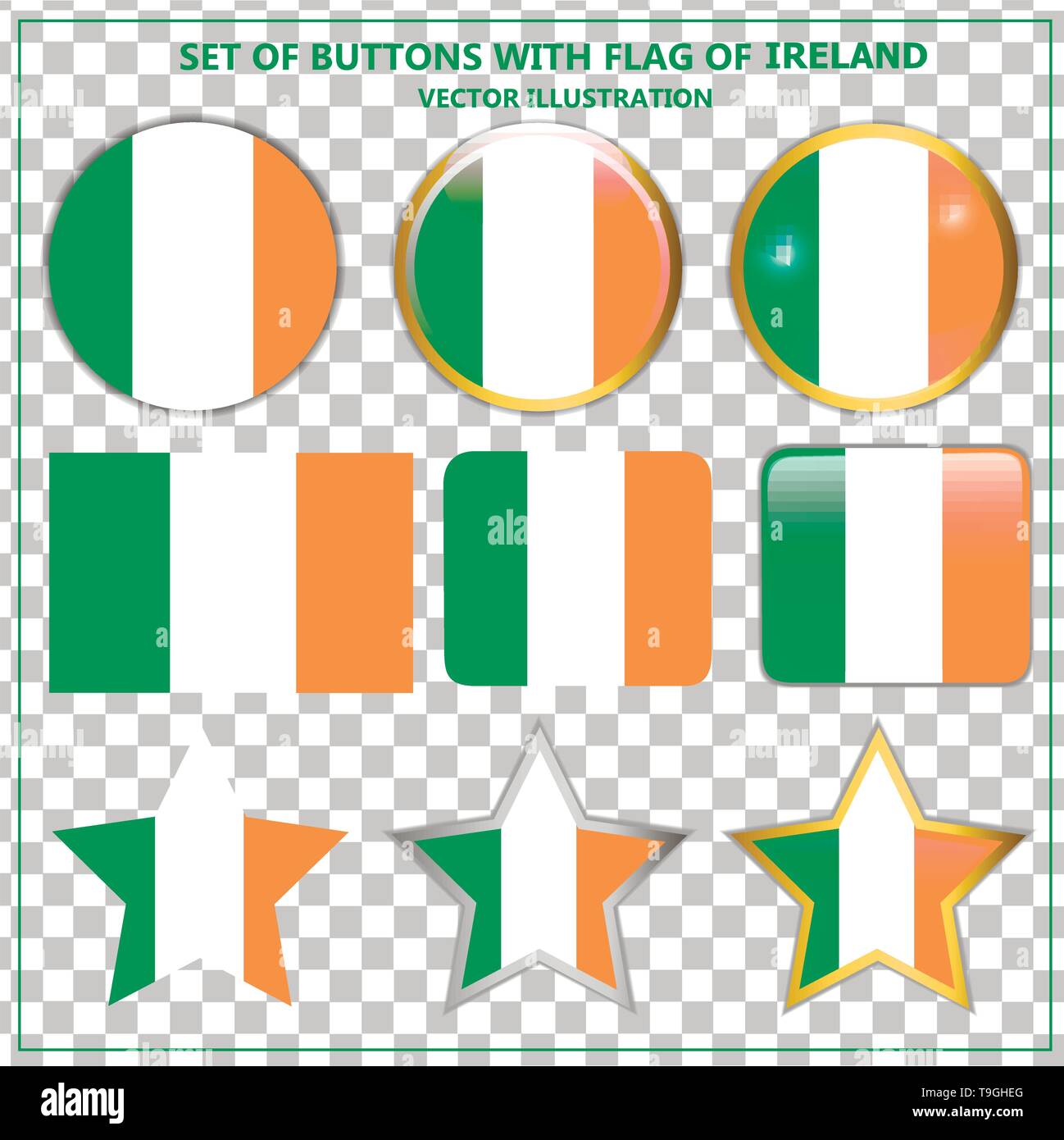 Set of banners with flag of Ireland. Colorful illustration with flags ...