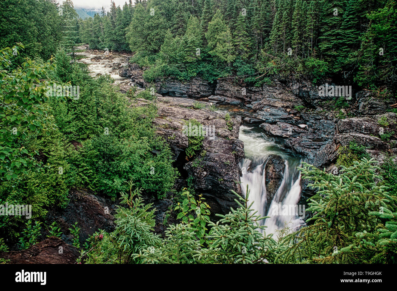 Sainte-Anne river waterfall, Gaspesie National Park, Quebec, Canada ...