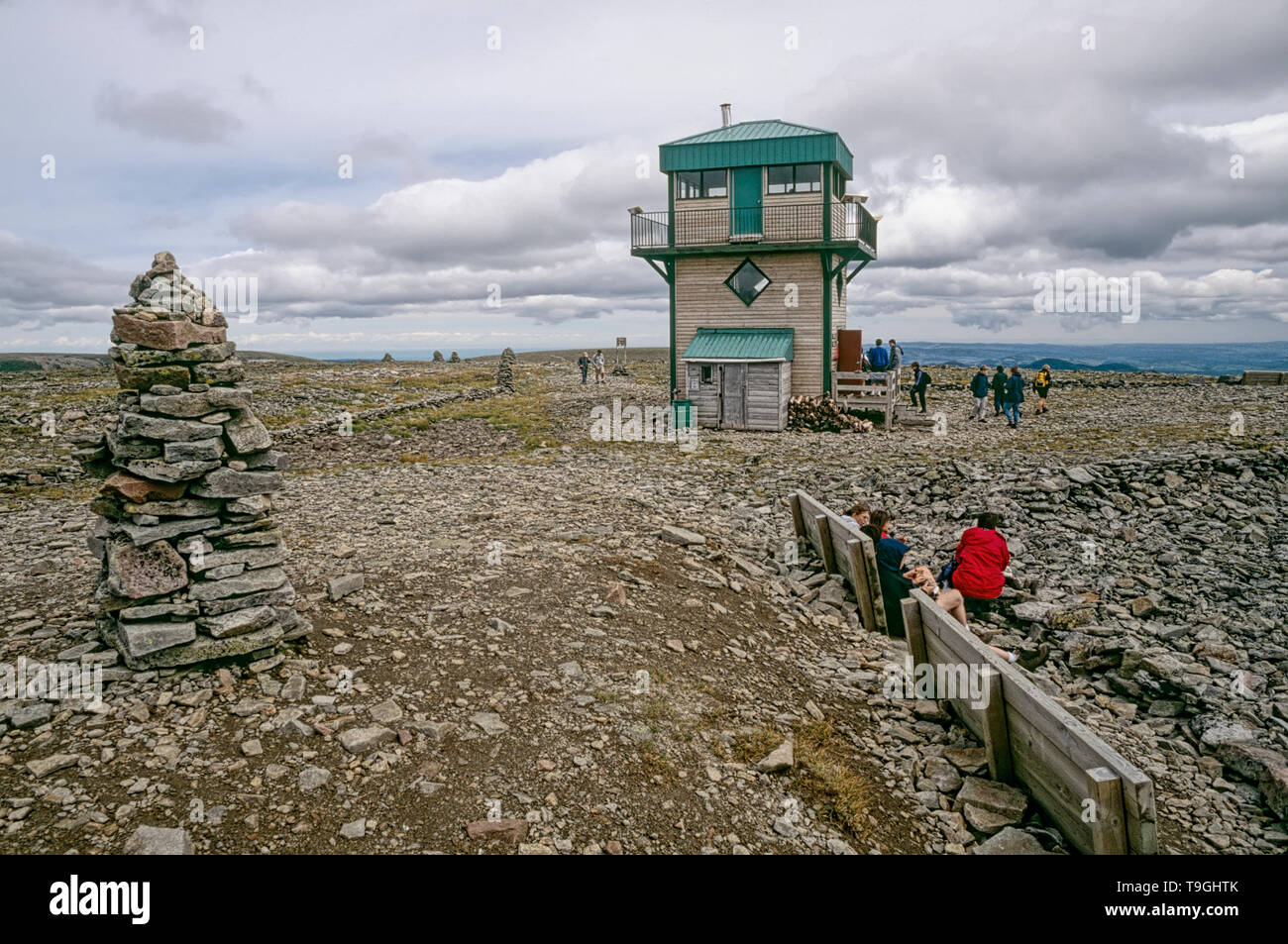 Observation tower and Inukshuk on top of Mont Jacques-Cartier, Gaspésie ...