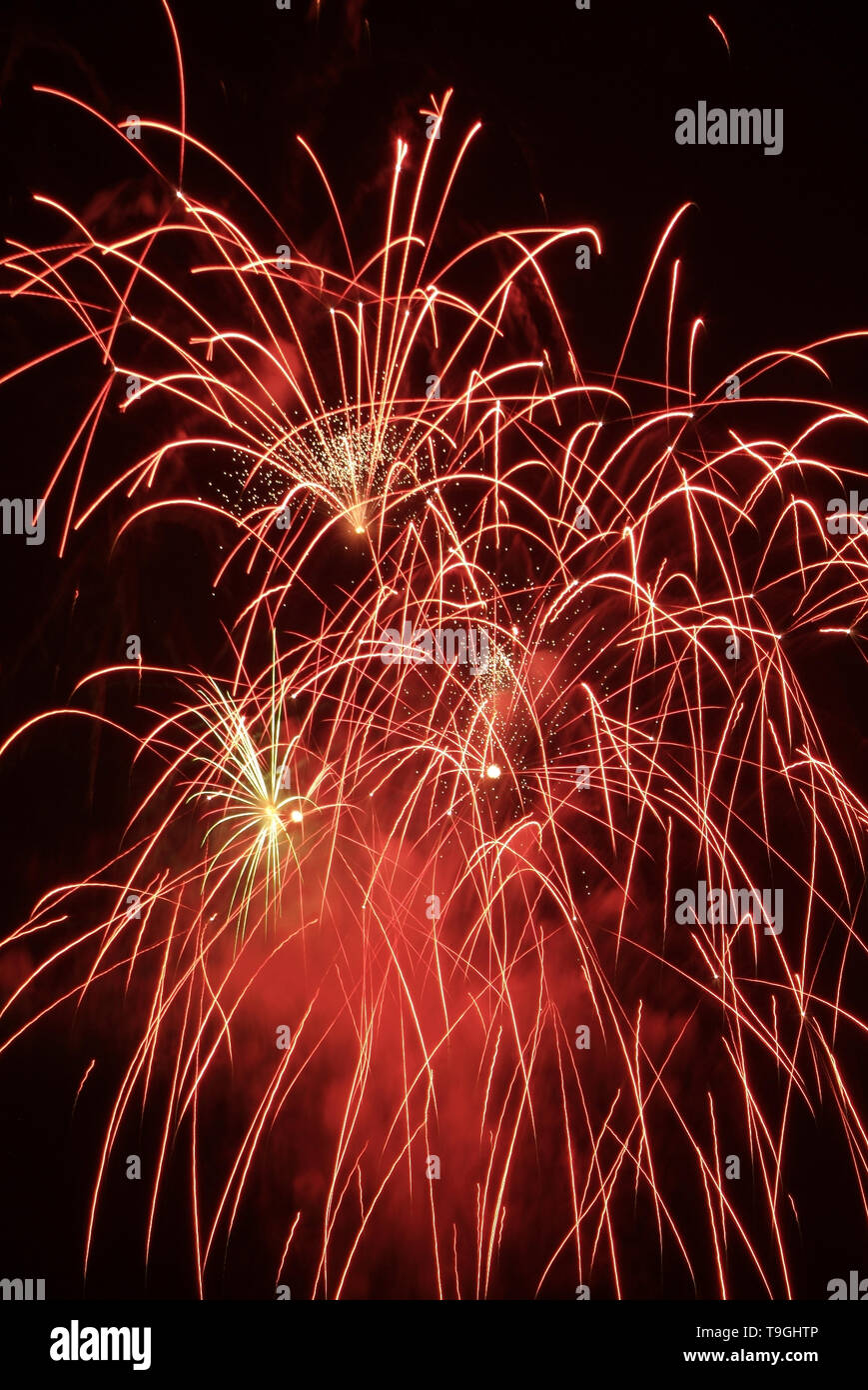 Nice and colorful fireworks in black night Stock Photo - Alamy