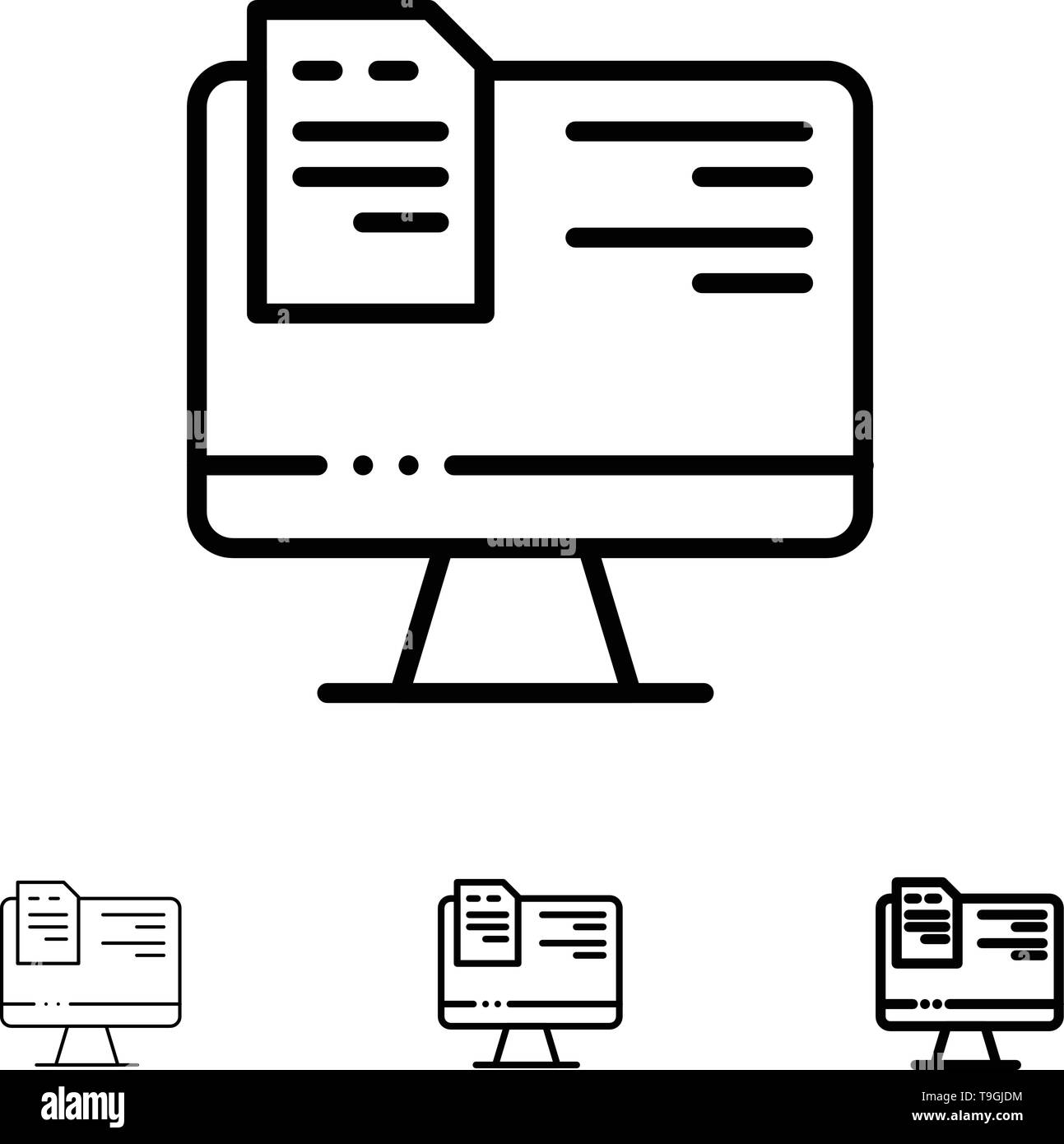 Computer, File, Education, Online Bold and thin black line icon set ...