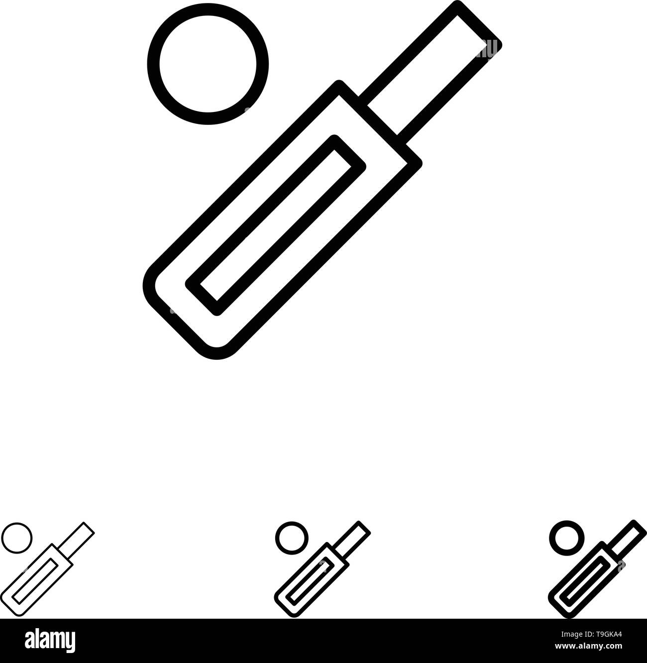 Cricket bat and ball vector Black and White Stock Photos & Images - Alamy