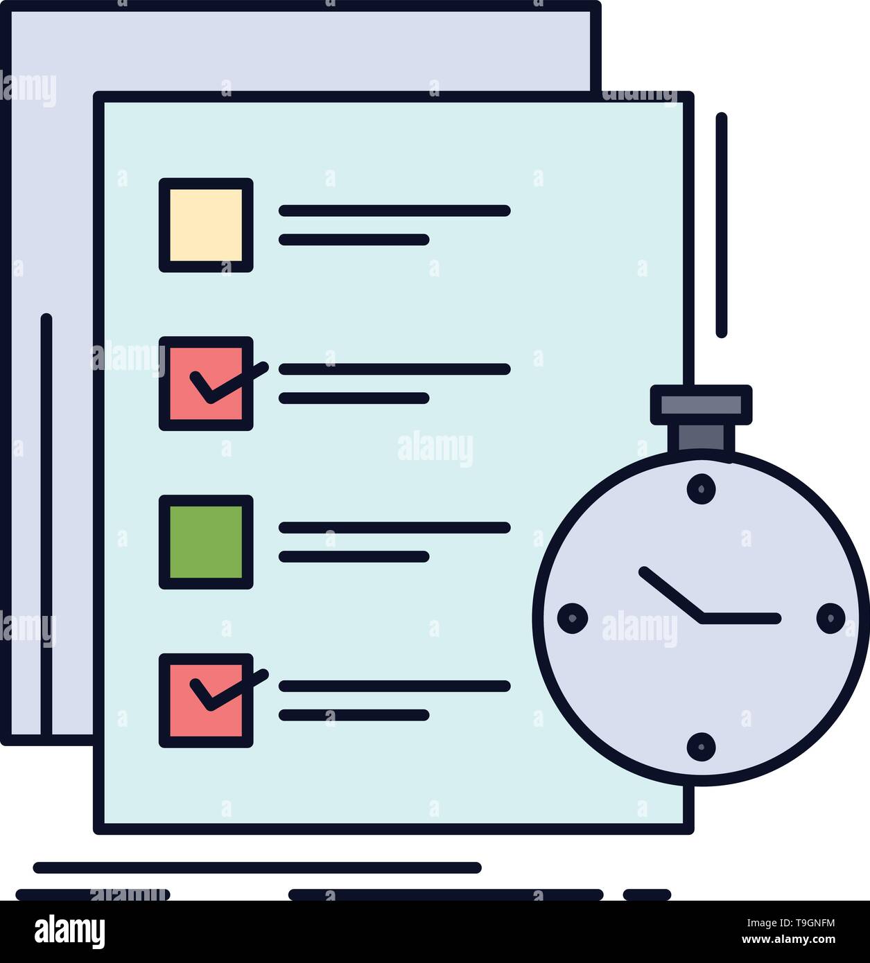 todo-task-list-check-time-flat-color-icon-vector-stock-vector-image