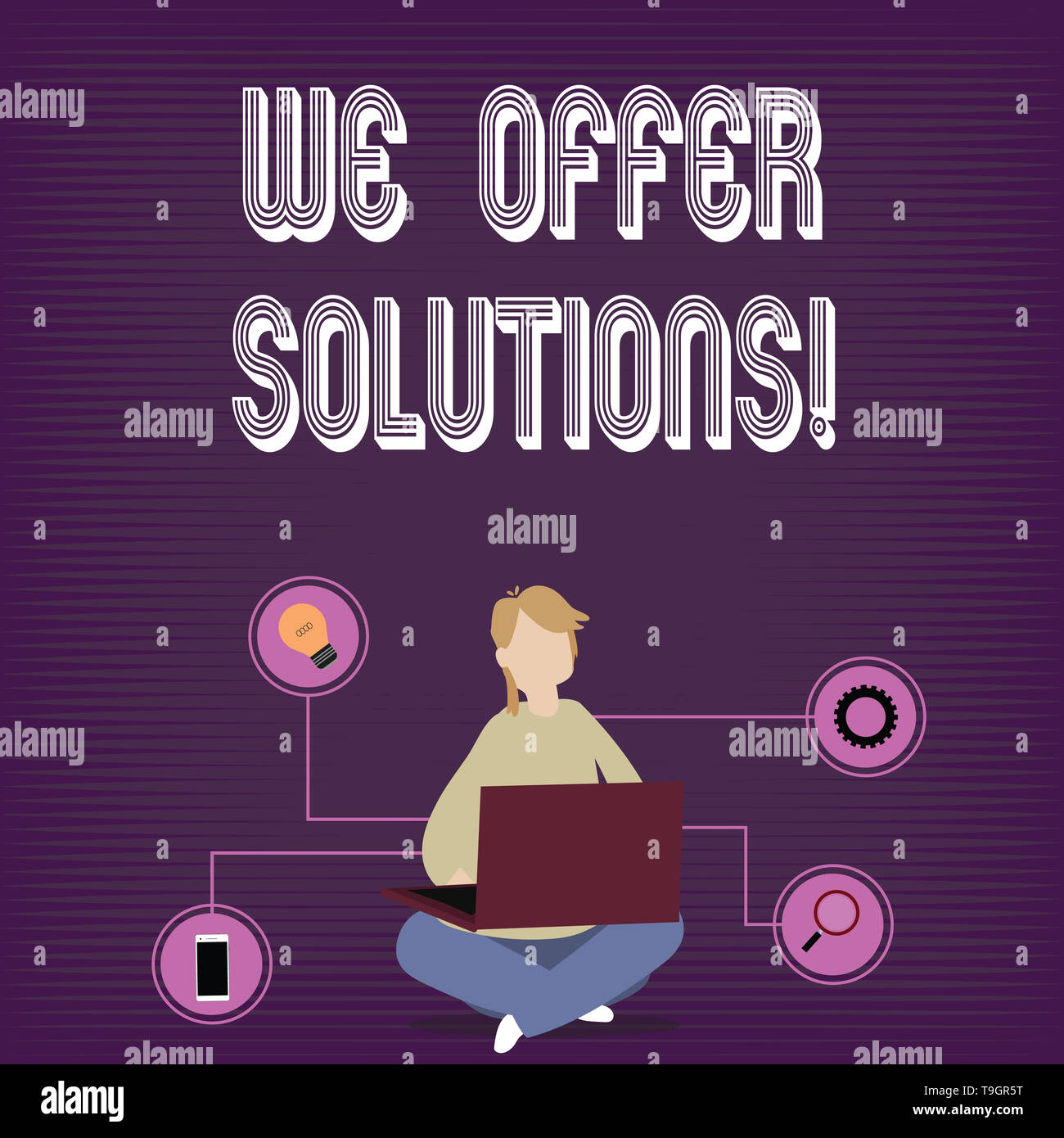 Text sign showing We Offer Solutions. Business photo showcasing way to ...