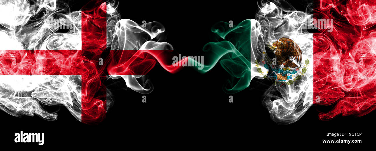 English vs Mexico, Mexican smoky mystic flags placed side by side ...