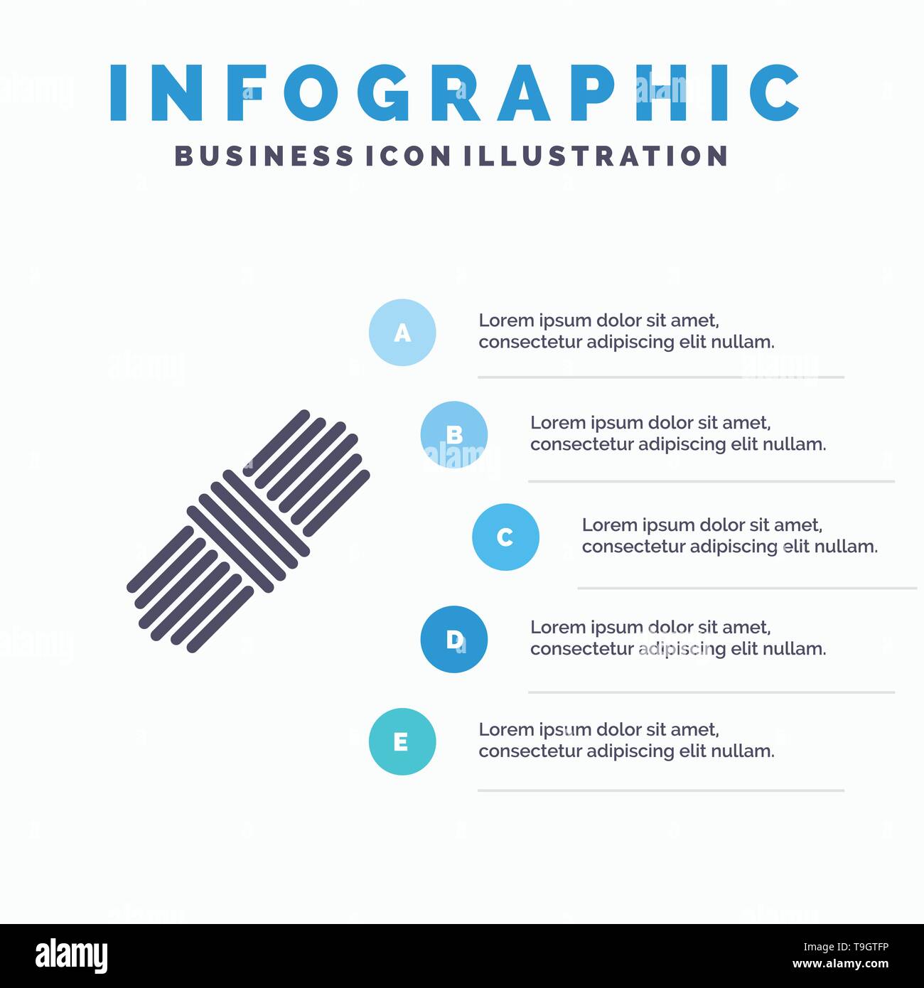 Rope, Pack, Set Blue Infographics Template 5 Steps. Vector Line Icon ...