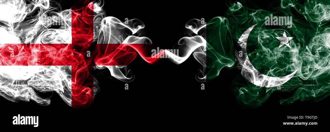 English vs Pakistan, Pakistani smoky mystic flags placed side by side ...