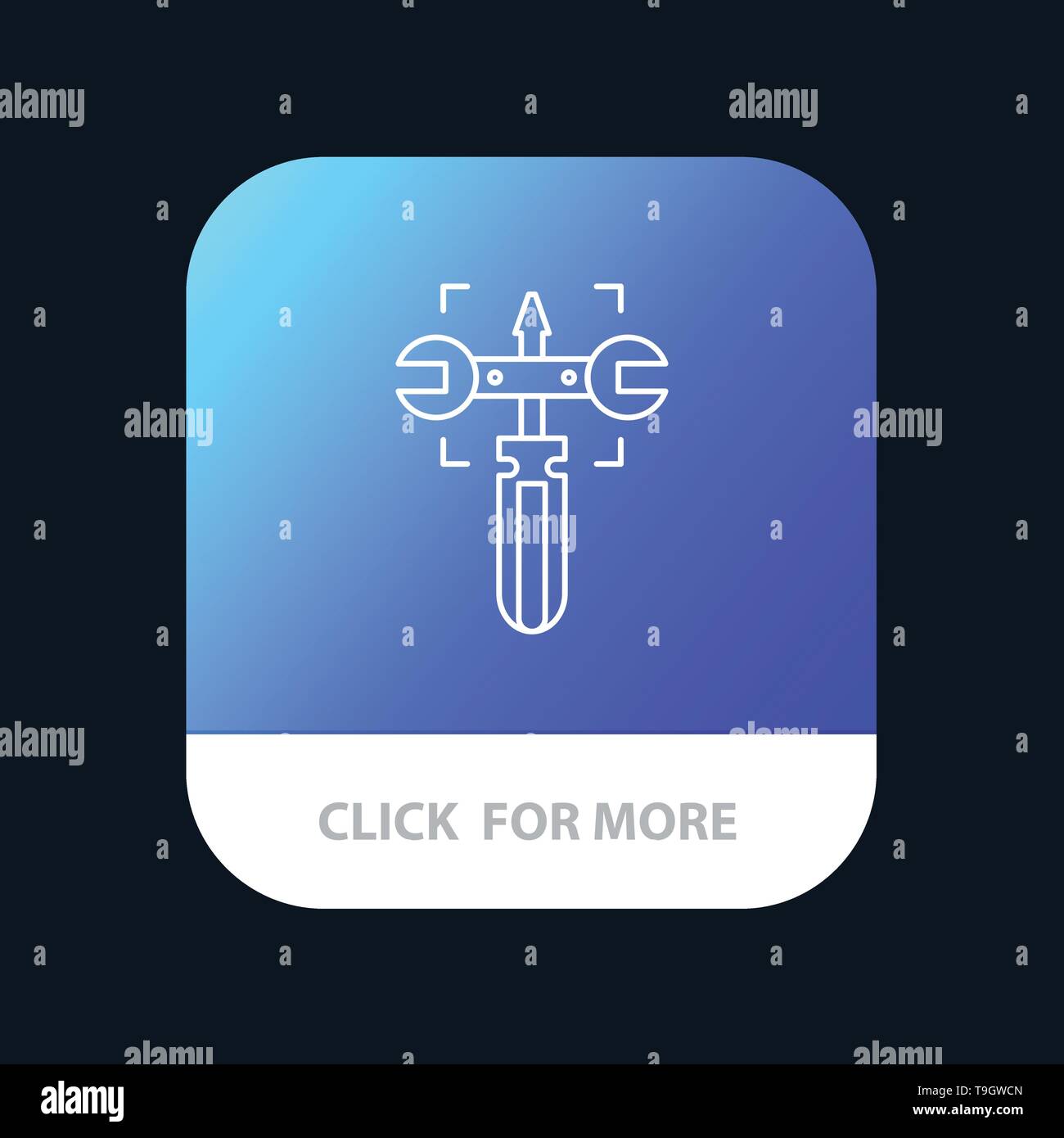 Setting Gear Wrench Screw Mobile App Button Android And Ios Line Version Stock Vector Image
