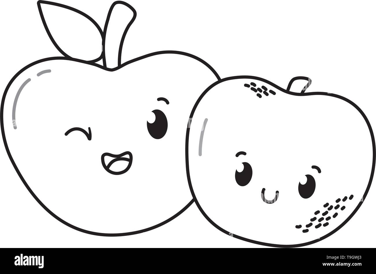delicious tasty sweet fruits apples cartoon vector illustration graphic ...
