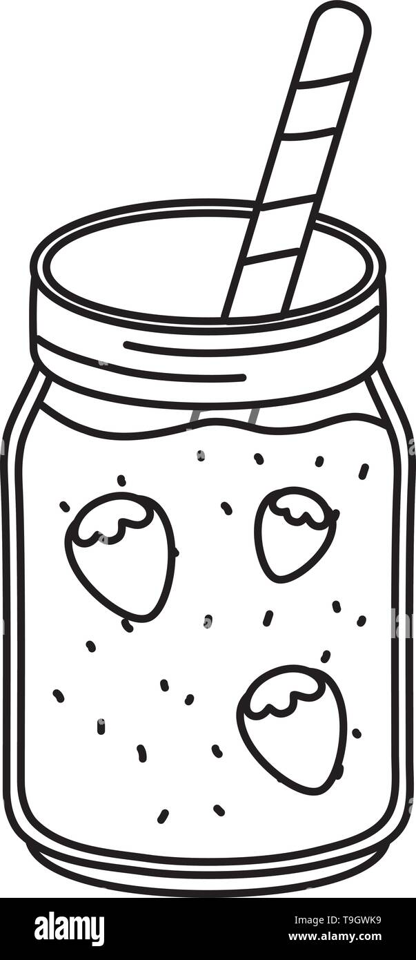 delicious tasty refresh red fruits juice mason jar cartoon vector ...