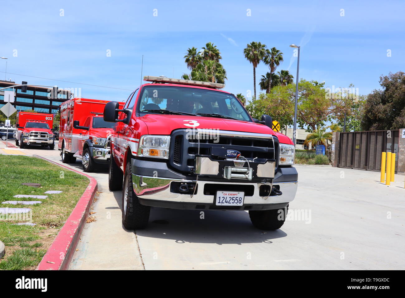 LAFD Los Angeles Fire Department Truck - Los Angeles, California Stock ...