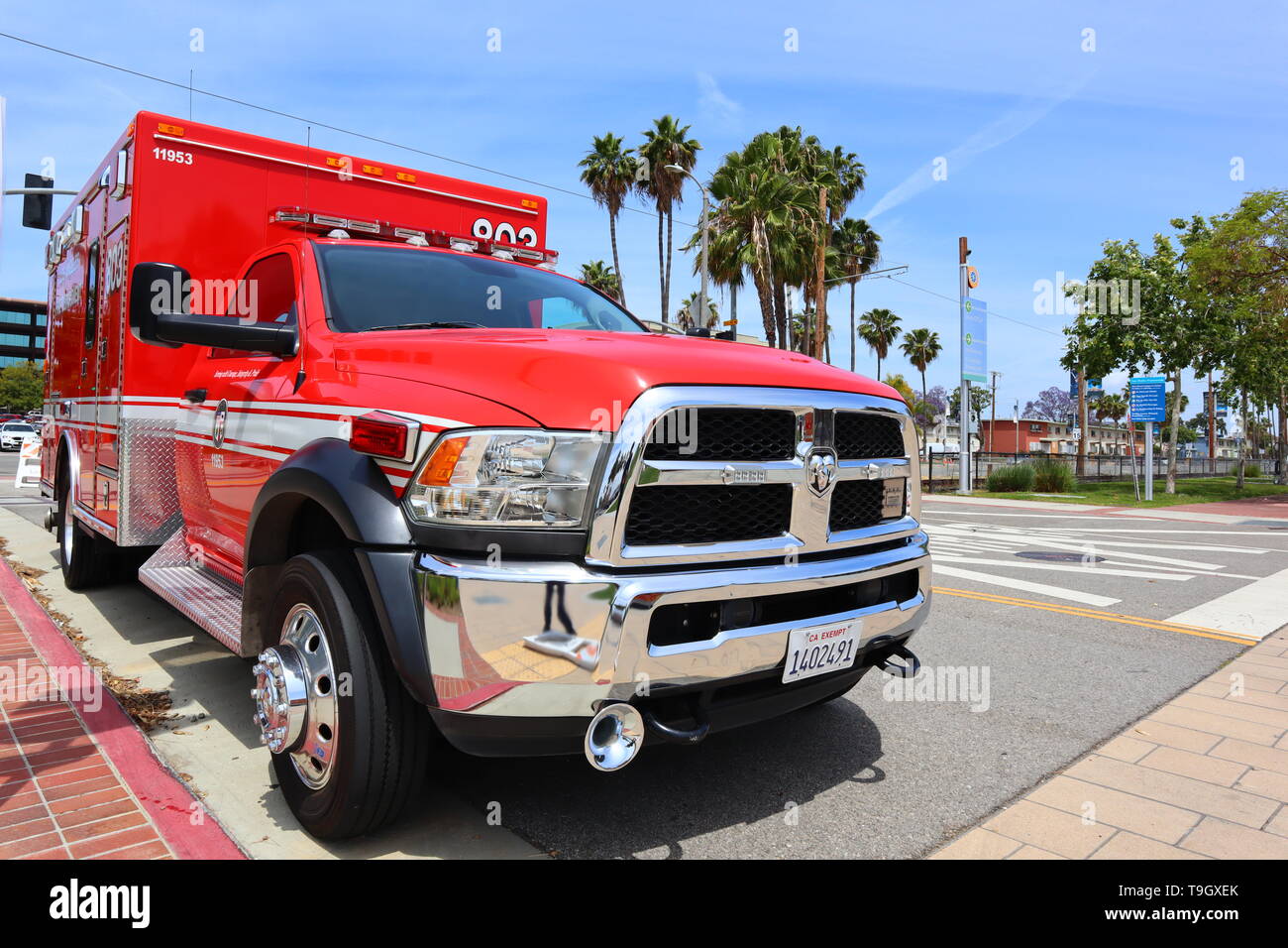 LAFD Los Angeles Fire Department Truck - Los Angeles, California Stock ...