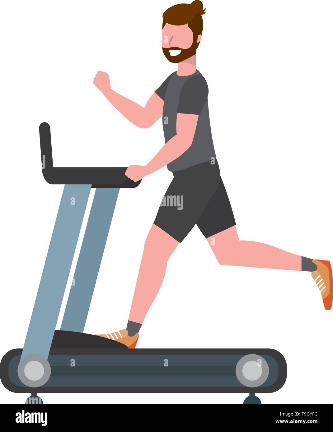 fitness exercise man running over treadmill workout healthy fit ...