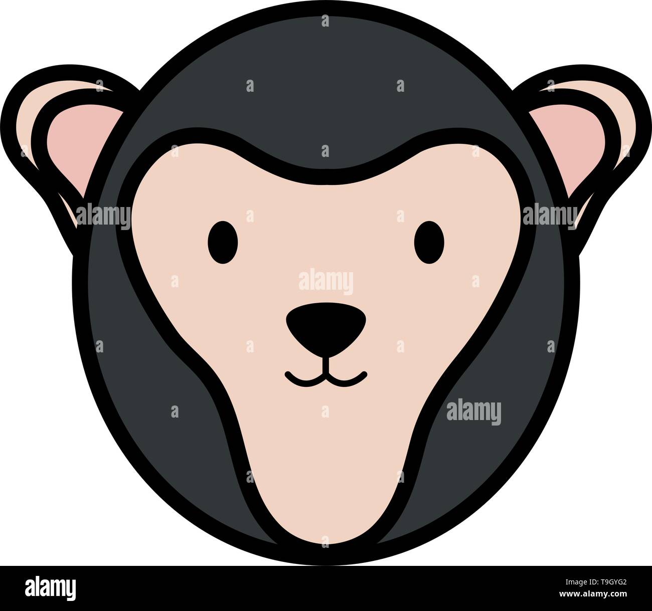 cute monkey head childish character vector illustration design Stock ...