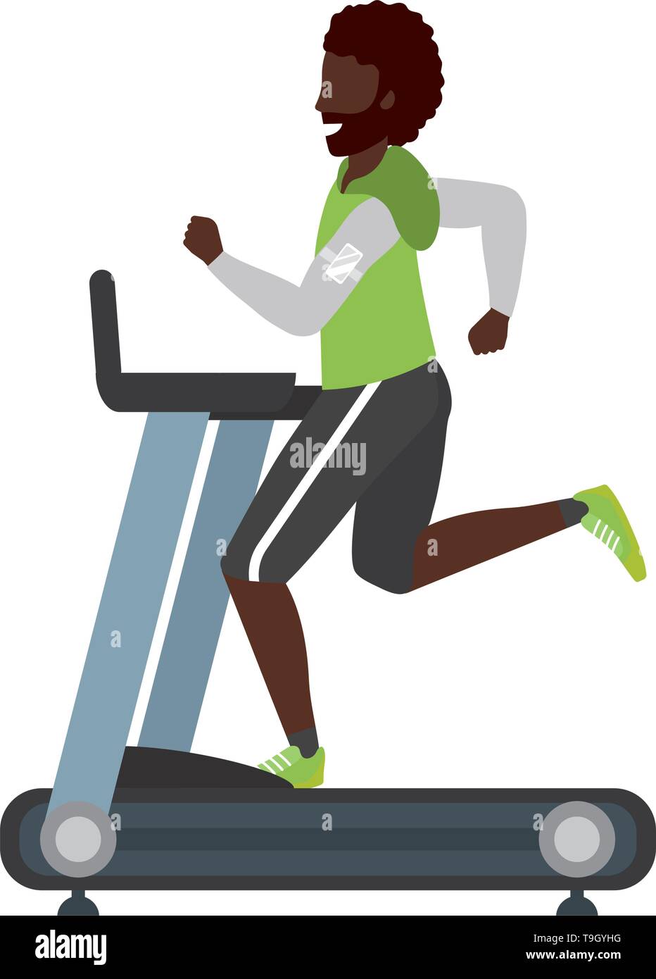 fitness exercise man running over treadmill workout healthy fit ...