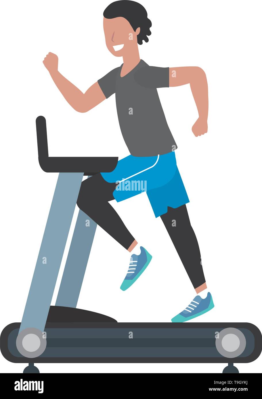 fitness exercise man running over treadmill workout healthy fit ...