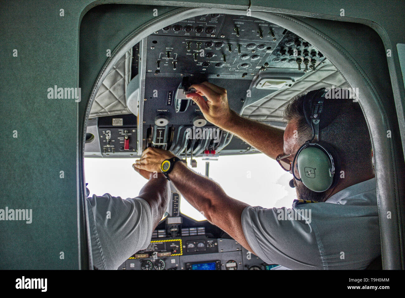 On this unique photo you can see the cockpit inside of a seaplane in ...