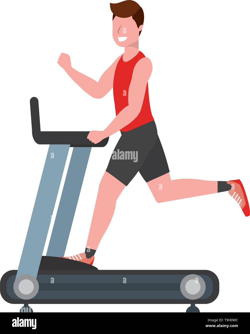 fitness exercise man running over treadmill workout healthy fit ...
