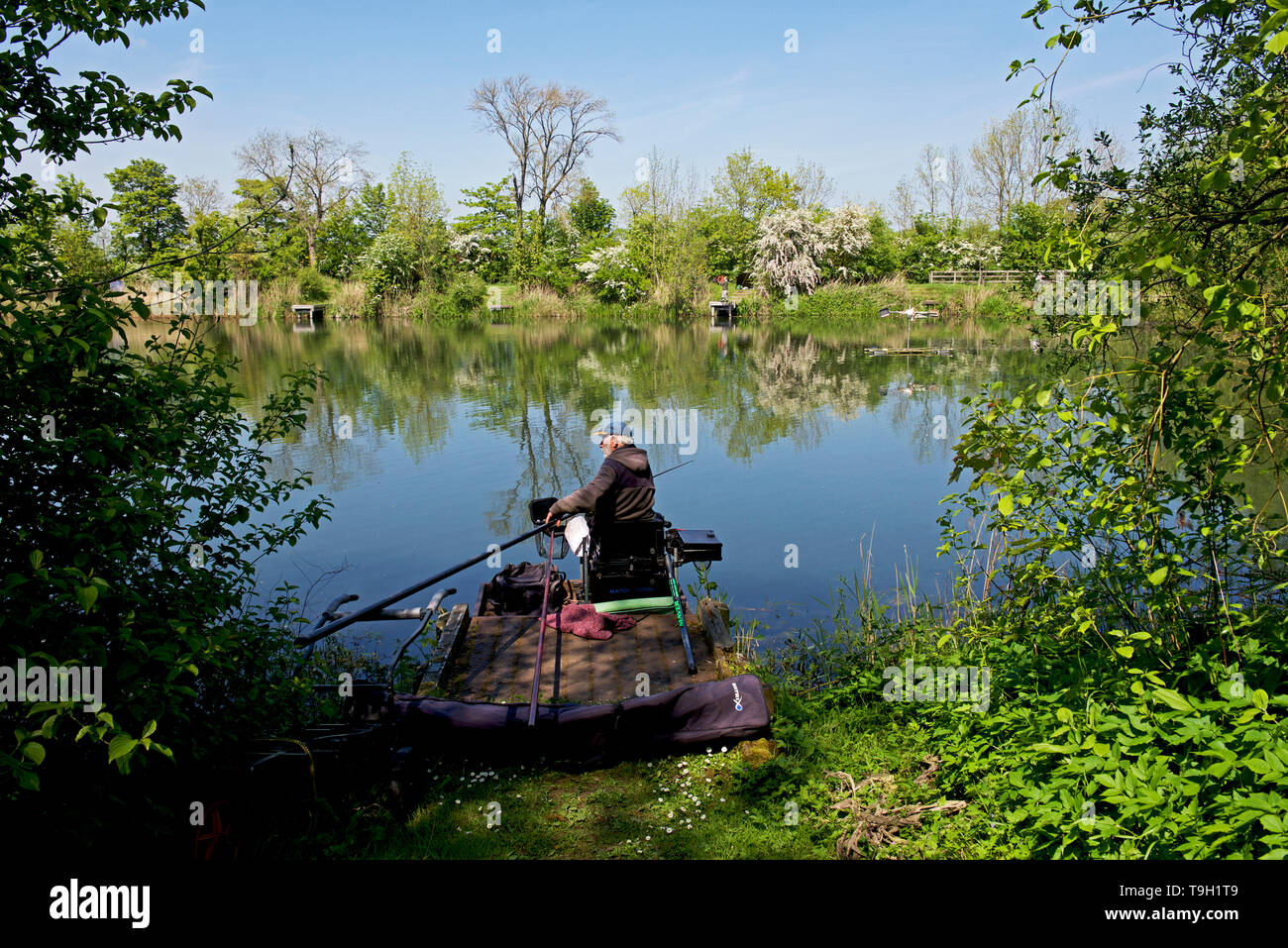 Angler at Sugar Mill Ponds, Rawcliffe Bridge, East Yorkshire, England ...