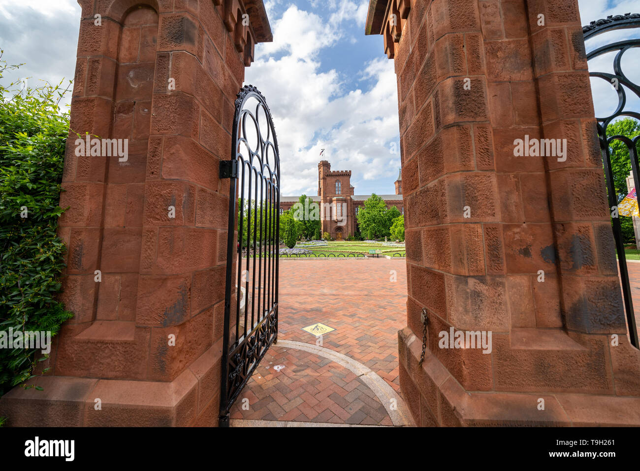 Washington, DC - May 9, 2019: Exterior entrance gate to the Enid Haupt ...