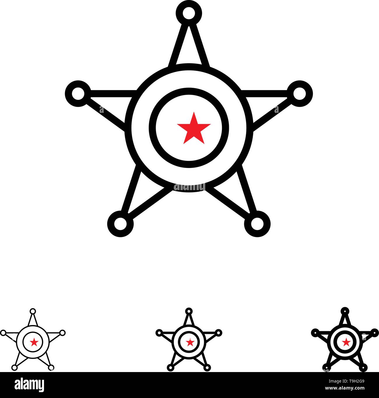 Men, Police, Star, Usa Bold and thin black line icon set Stock Vector ...