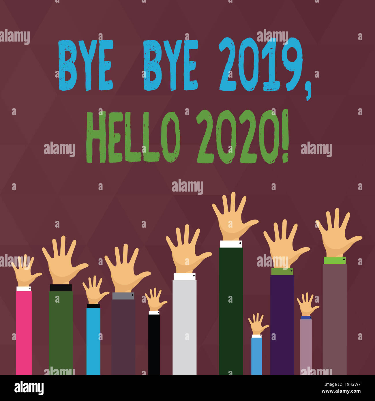 Handwriting text writing Bye Bye 2019 Hello 2020. Conceptual photo ...