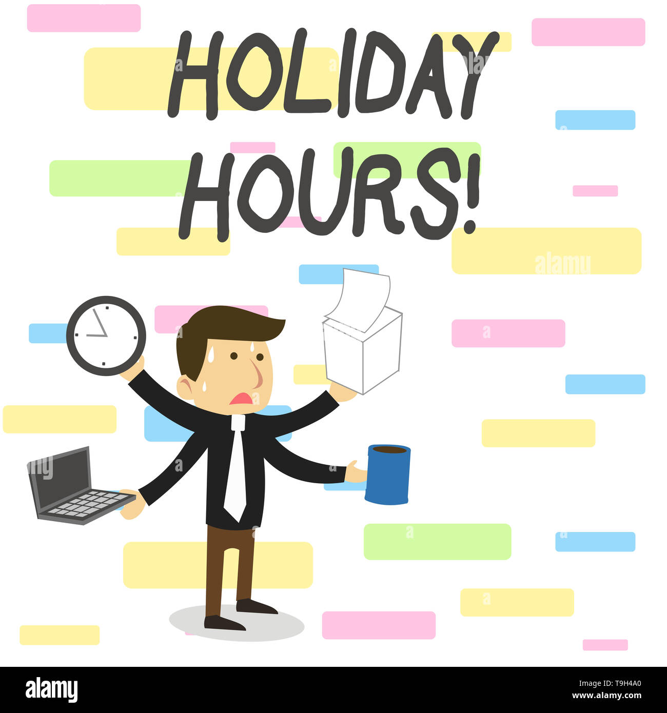 Conceptual hand writing showing Holiday Hours. Concept meaning Overtime ...