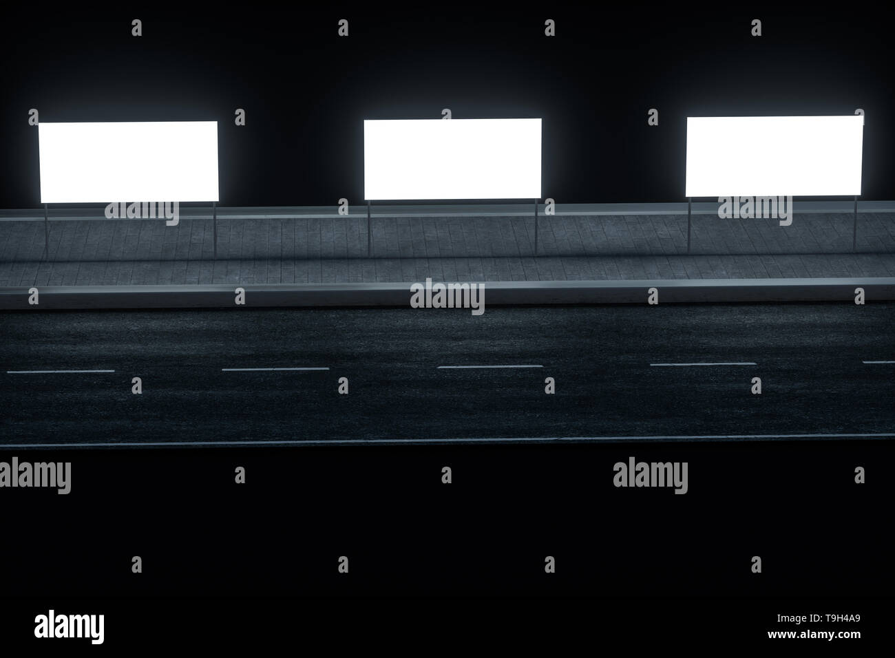 3d rendering, advertising billboard on the side of road. Computer ...