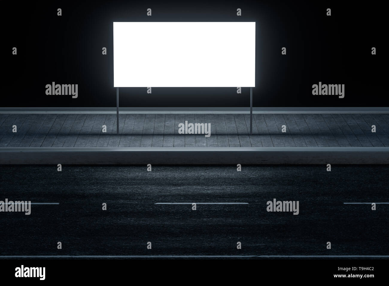 3d rendering, advertising billboard on the side of road. Computer ...