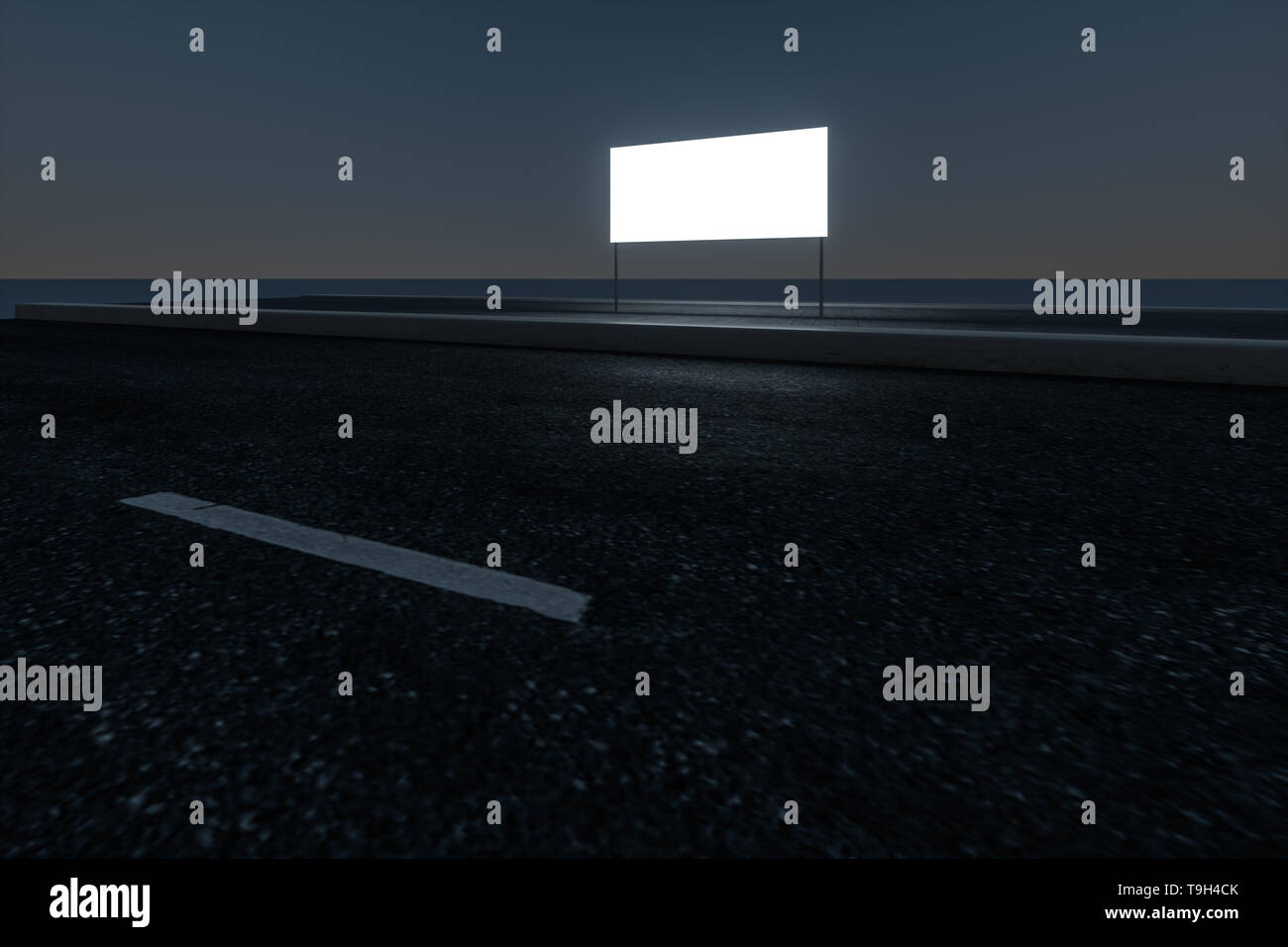 3d rendering, advertising billboard on the side of road. Computer ...