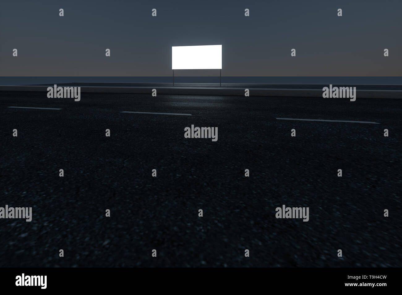 3d rendering, advertising billboard on the side of road. Computer ...