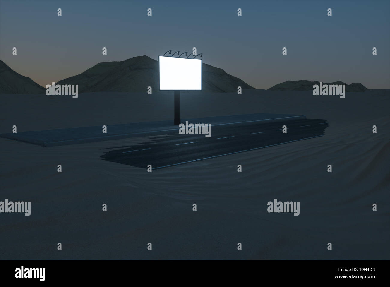 3d rendering, advertising billboard on the side of road. Computer ...