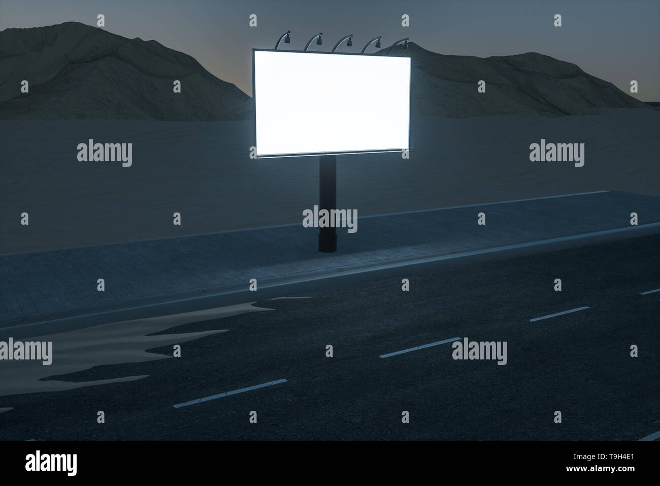 3d rendering, advertising billboard on the side of road. Computer ...