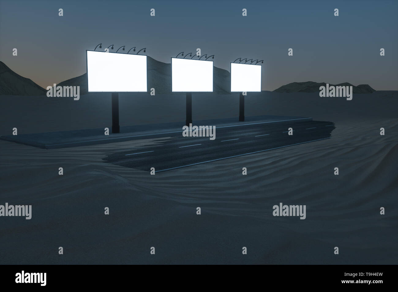 3d rendering, advertising billboard on the side of road. Computer ...