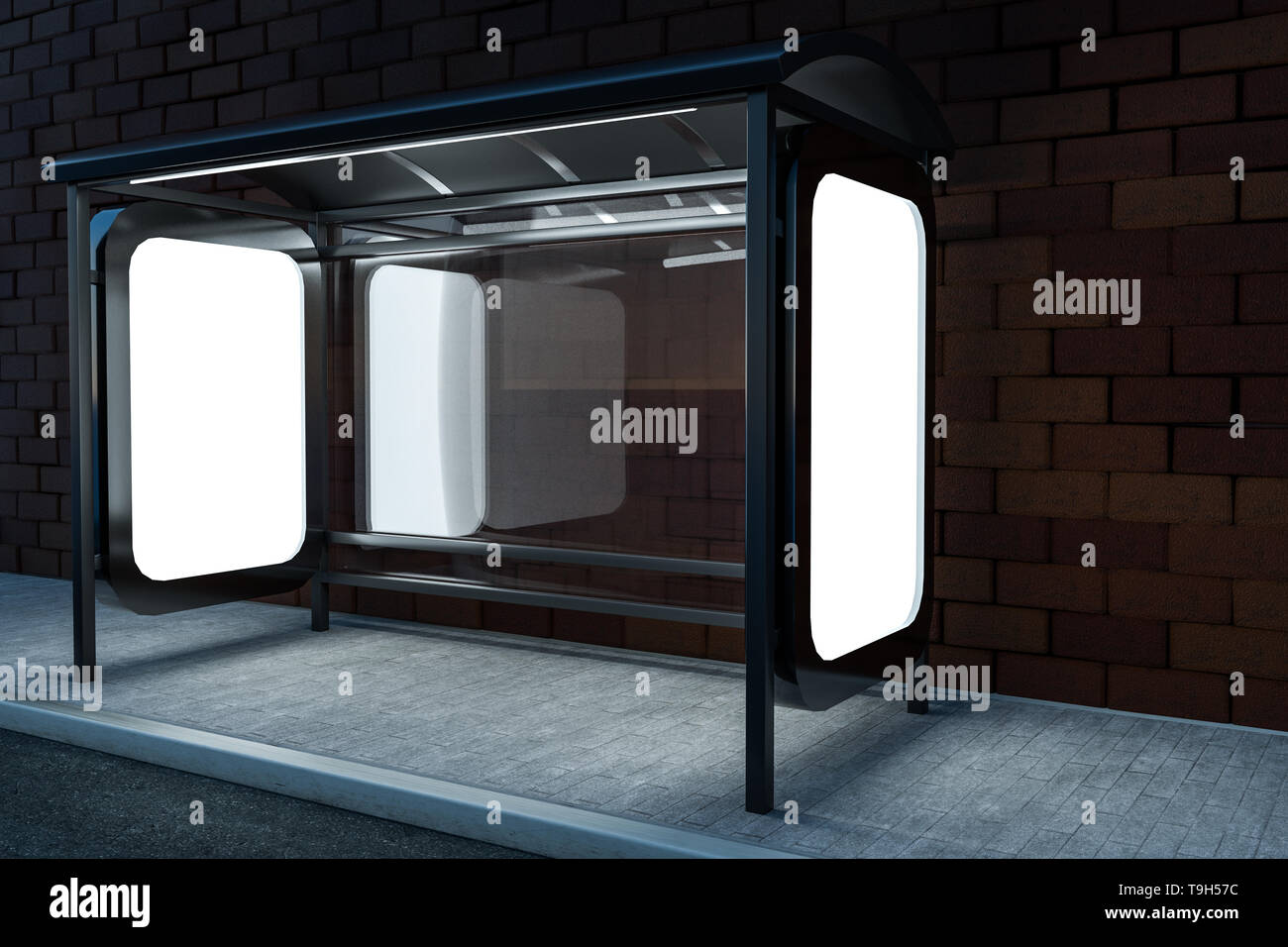 3d rendering, advertising billboard on the side of road. Computer ...