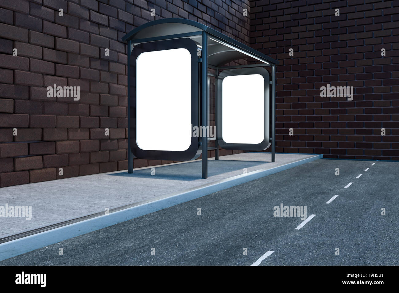 3d rendering, advertising billboard on the side of road. Computer ...