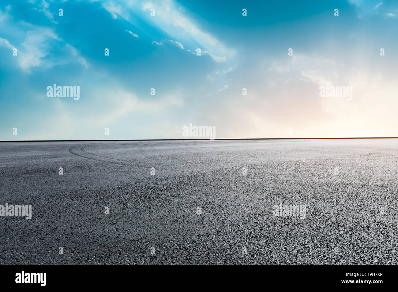 Empty race track and sky nature landscape at sunrise Stock Photo - Alamy