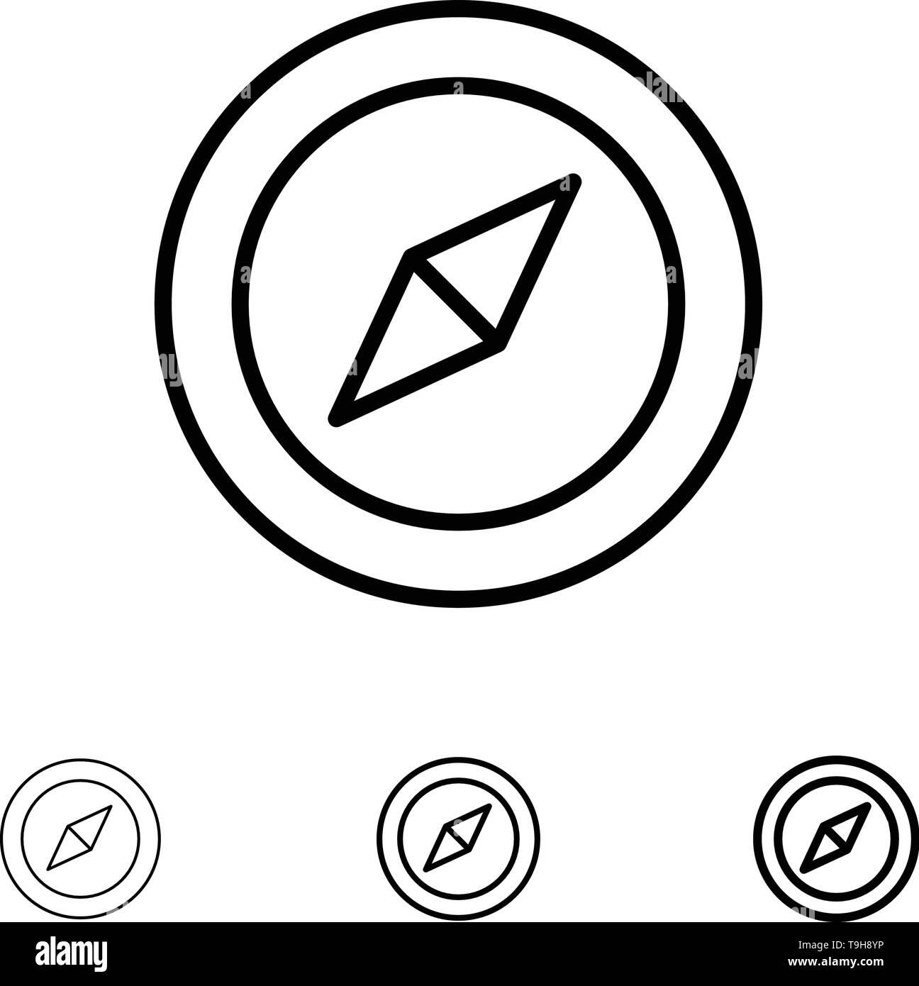 Compass, Location, Map Bold and thin black line icon set Stock Vector ...