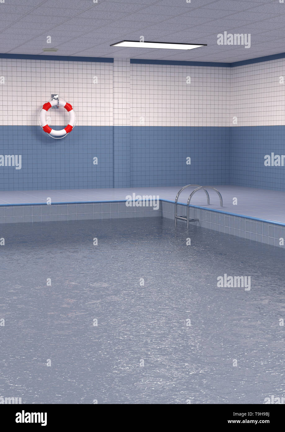 3D rendering of a public indoor pool interior Stock Photo - Alamy