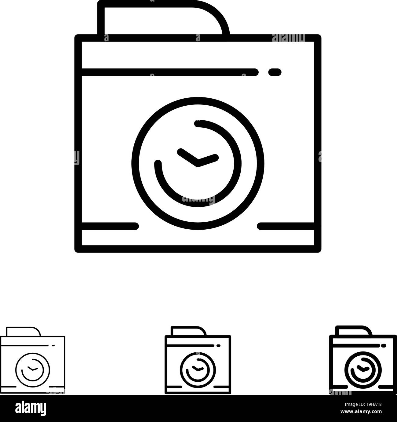 Camera, Image, Big Think Bold and thin black line icon set Stock Vector ...